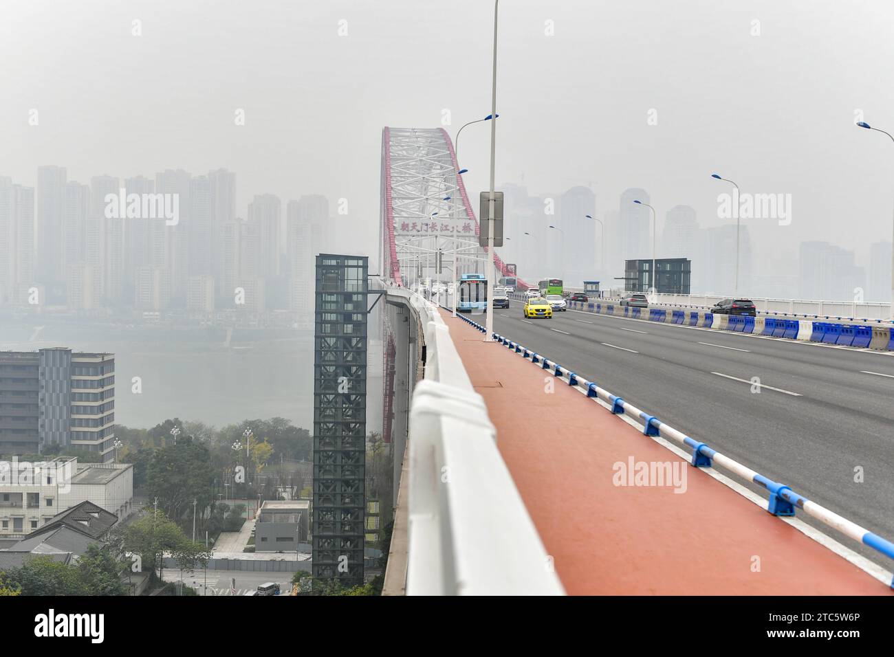 The sightseeing elevator and park under the Chaotianmen Yangtze River ...