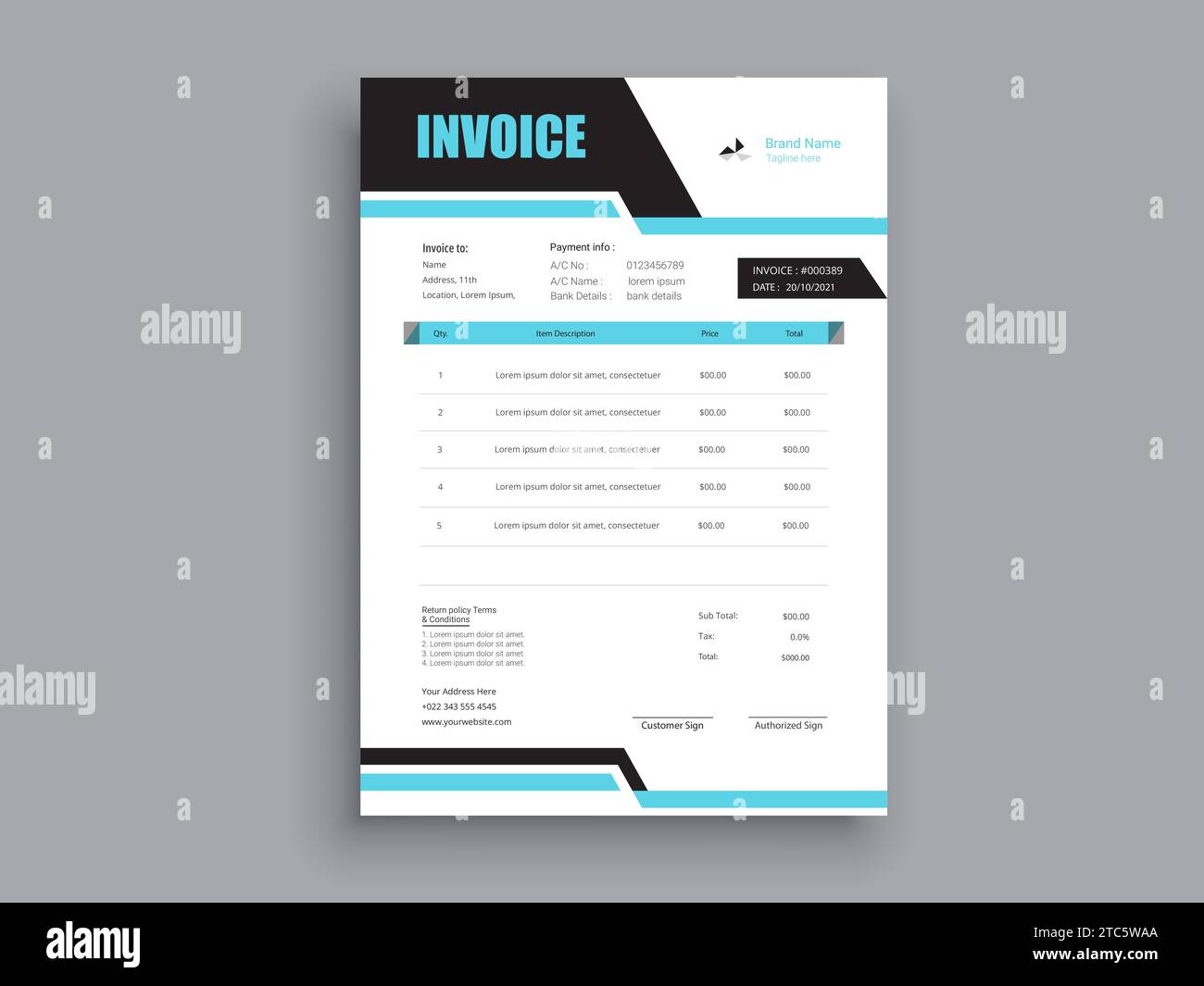 Business invoice form template. Invoicing quotes, money bills or ...