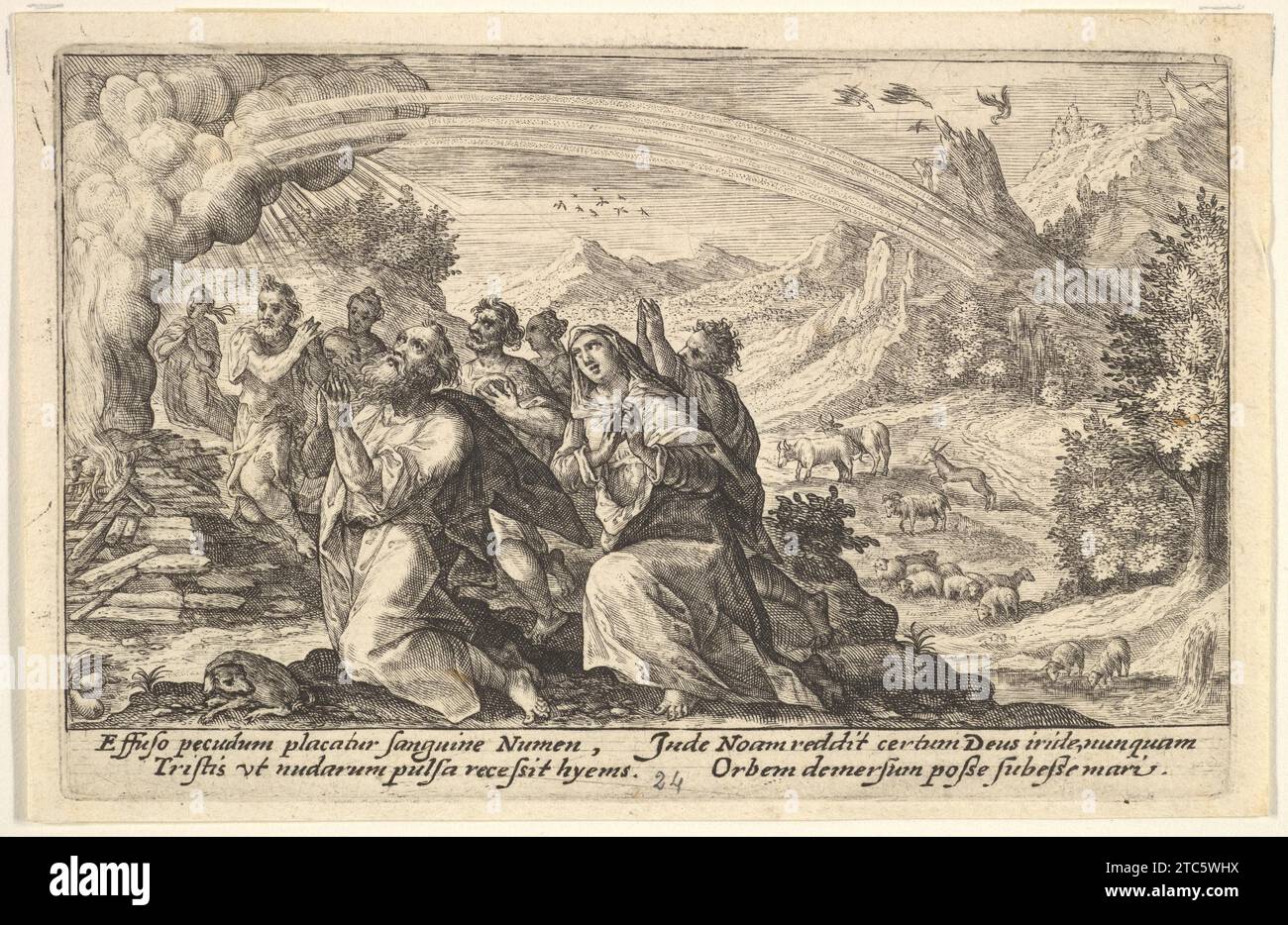 God enters into a covenant with Noah: next to a smoking pyre Noah ...