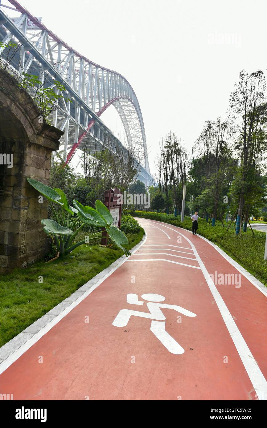 The sightseeing elevator and park under the Chaotianmen Yangtze River ...