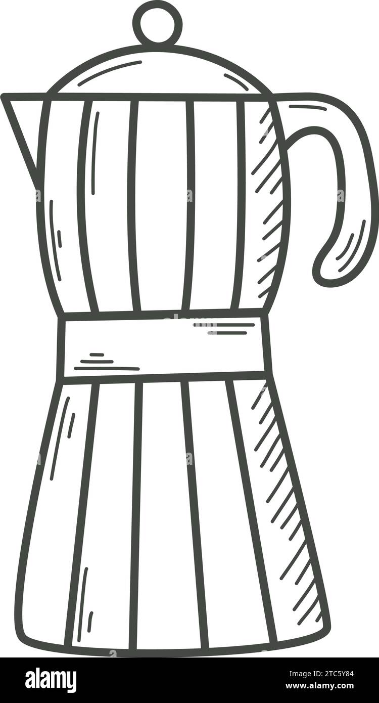 Classic coffee maker doodle sketch style. Clip art kitchen appliance ...