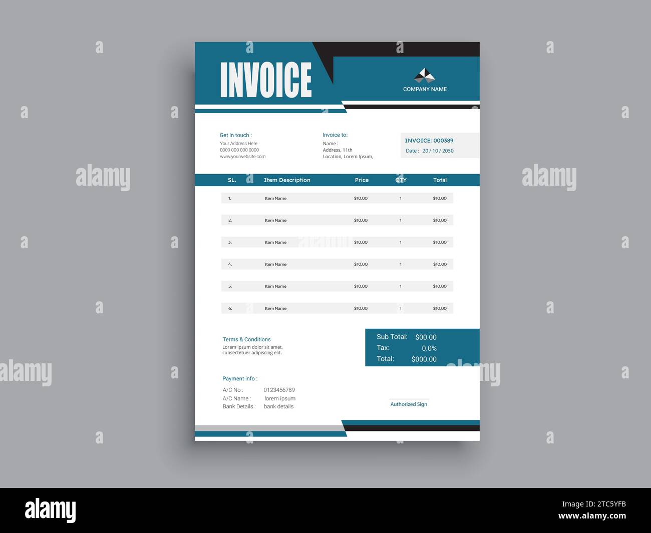 Business invoice form template. Invoicing quotes, money bills or ...