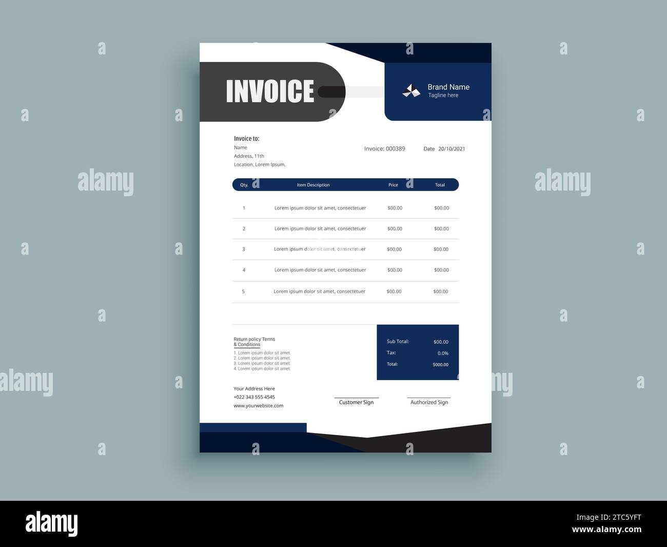 Business invoice form template. Invoicing quotes, money bills or ...