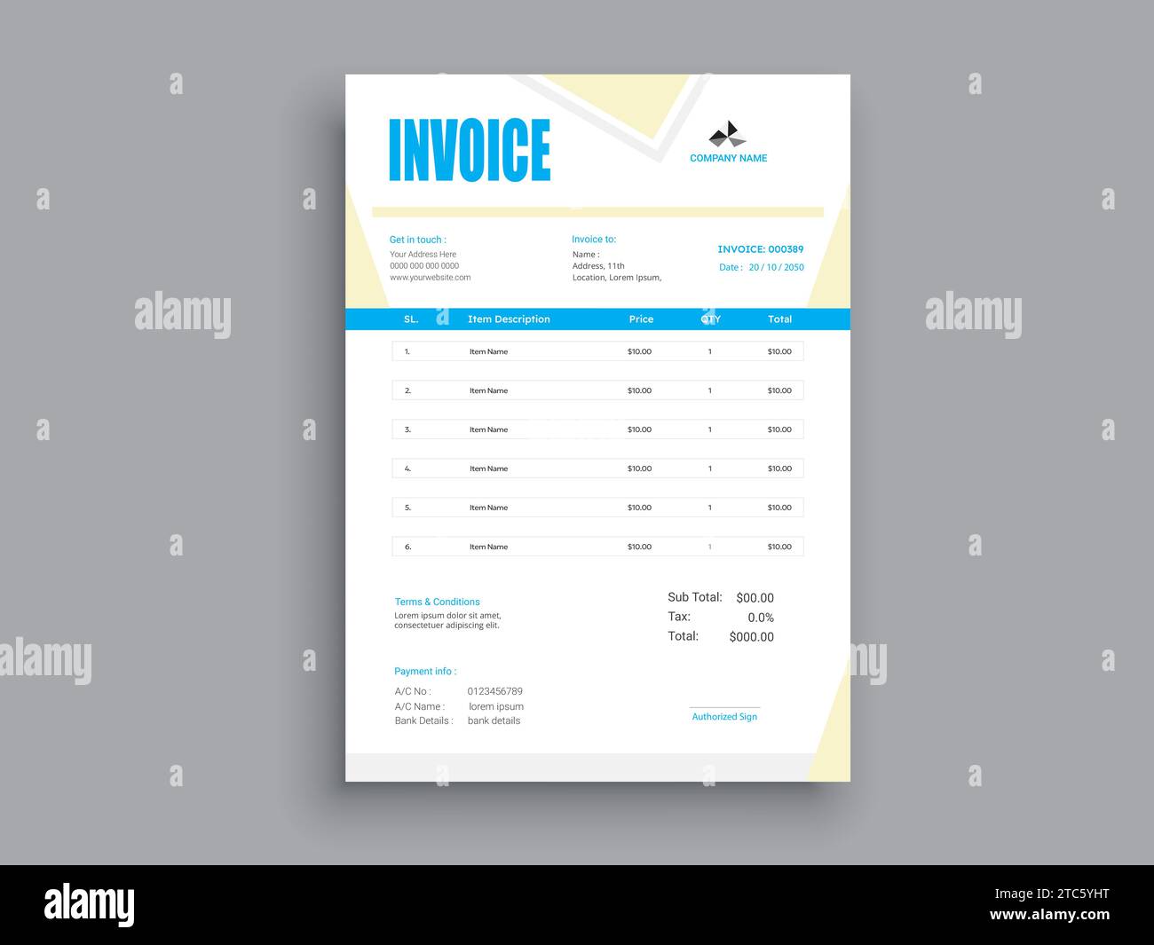 Business invoice form template. Invoicing quotes, money bills or ...