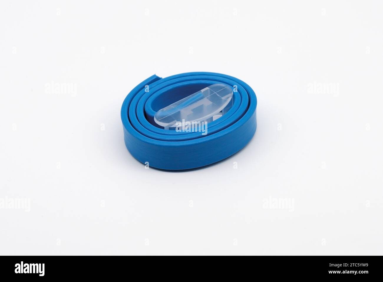 Blue flea collar for cats. Close-up. Isolated on white background Stock ...