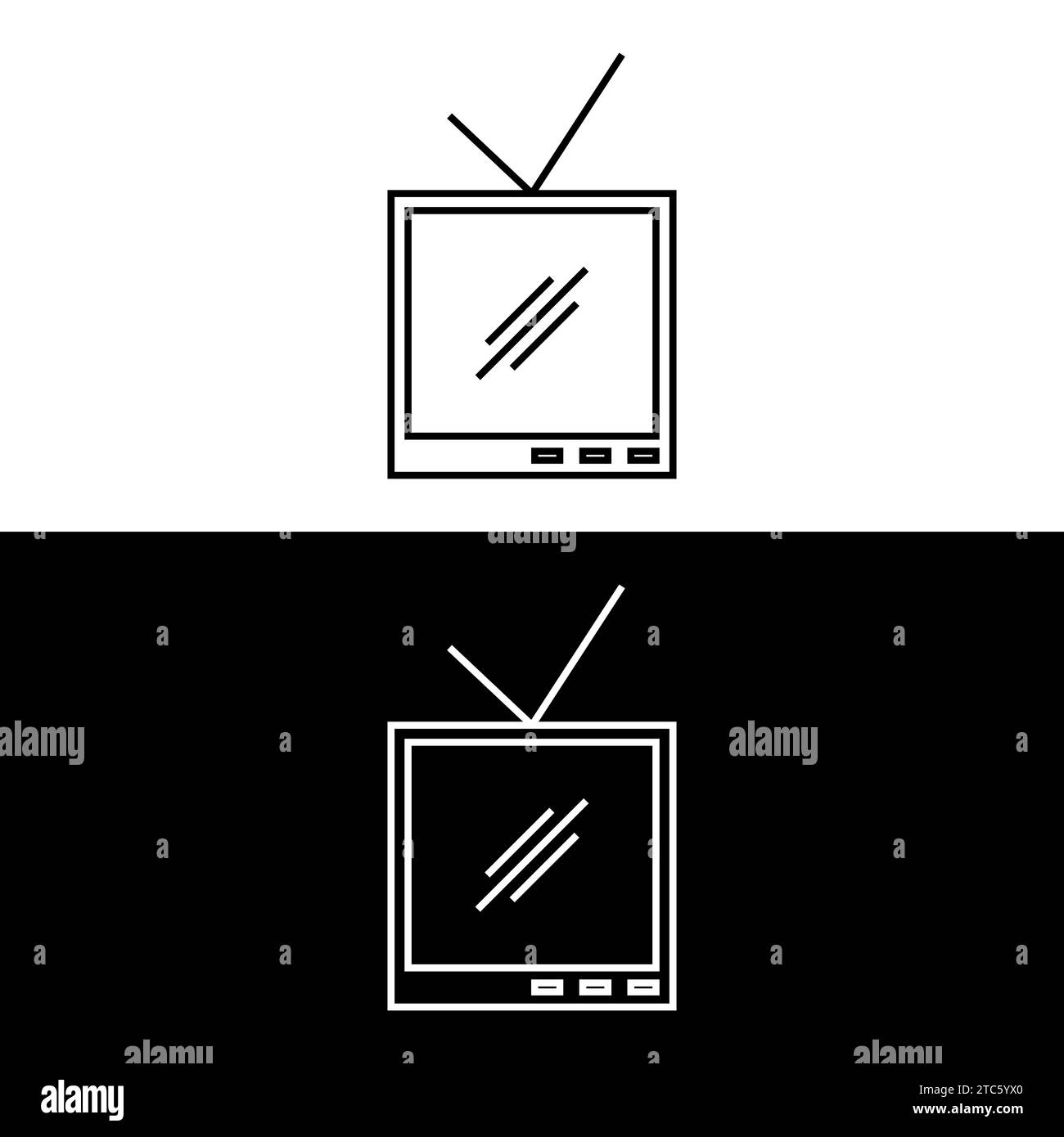 Tv icon, Television symbol in outline style on white background Stock ...