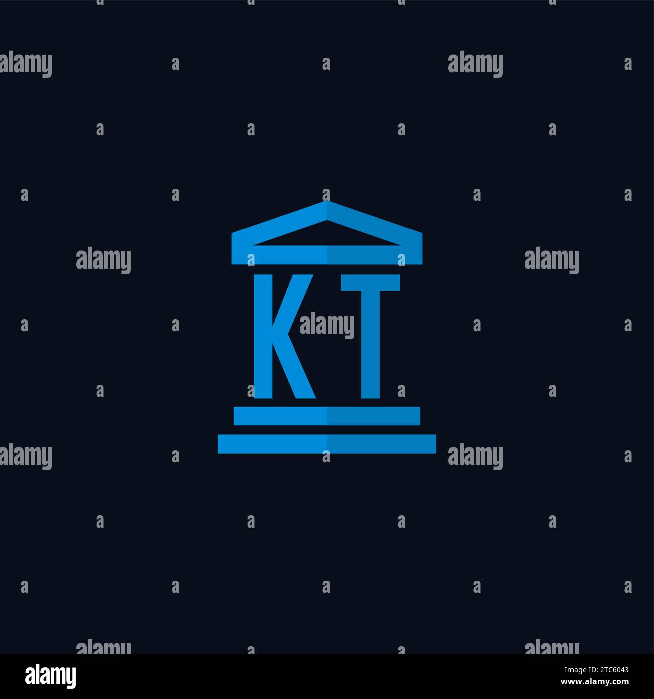 KT initial logo monogram with simple courthouse building icon design ...