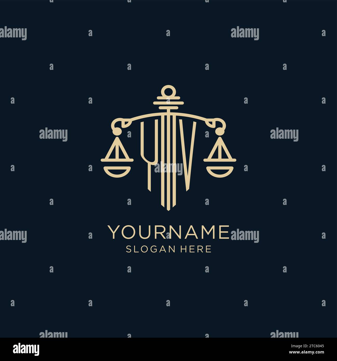 Initial YV logo with shield and scales of justice, luxury and modern ...
