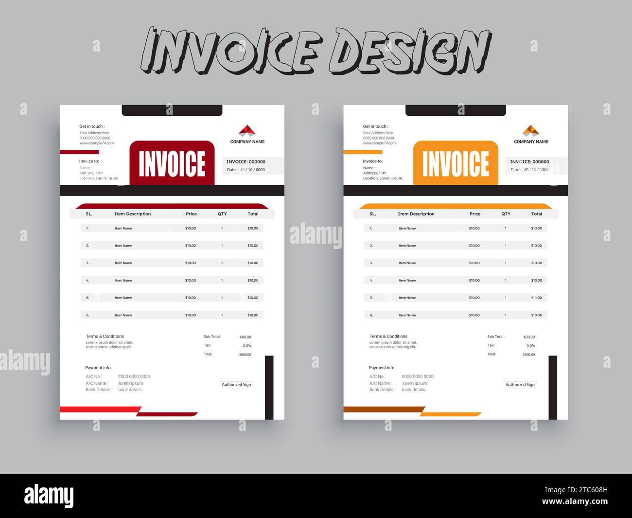 Business invoice form template. Invoicing quotes, money bills or ...