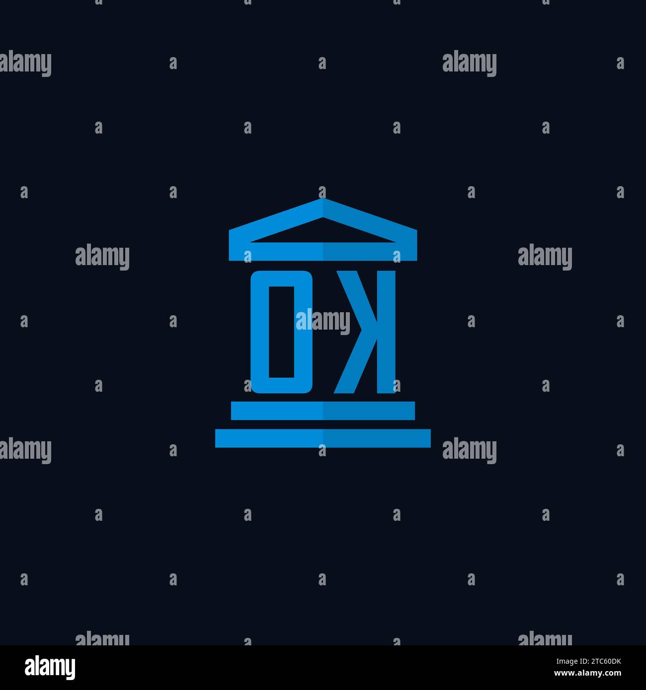 OK initial logo monogram with simple courthouse building icon design ...