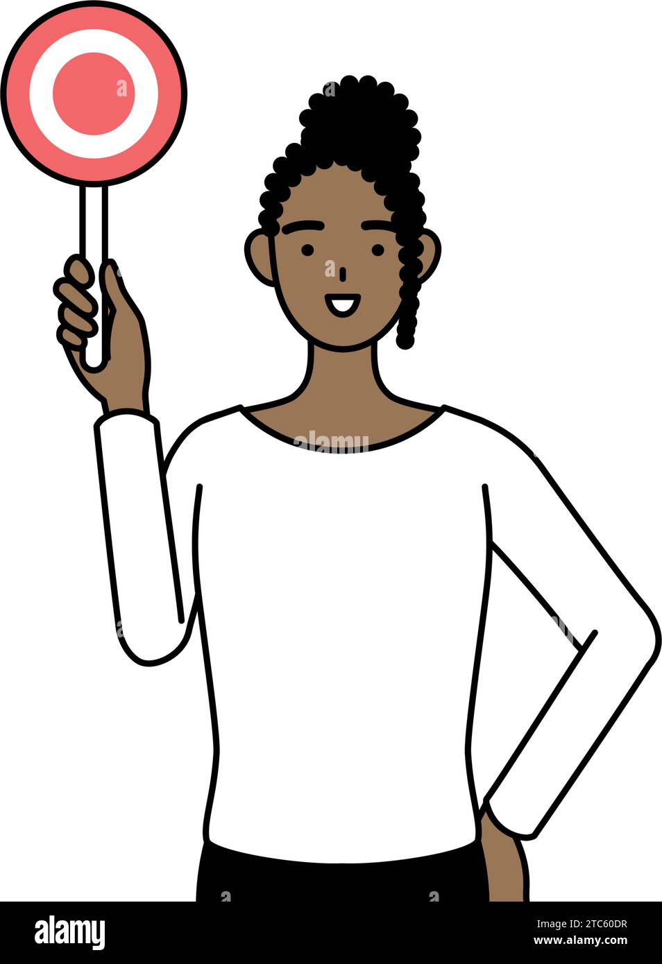 African-American woman holding a maru placard that shows the correct ...