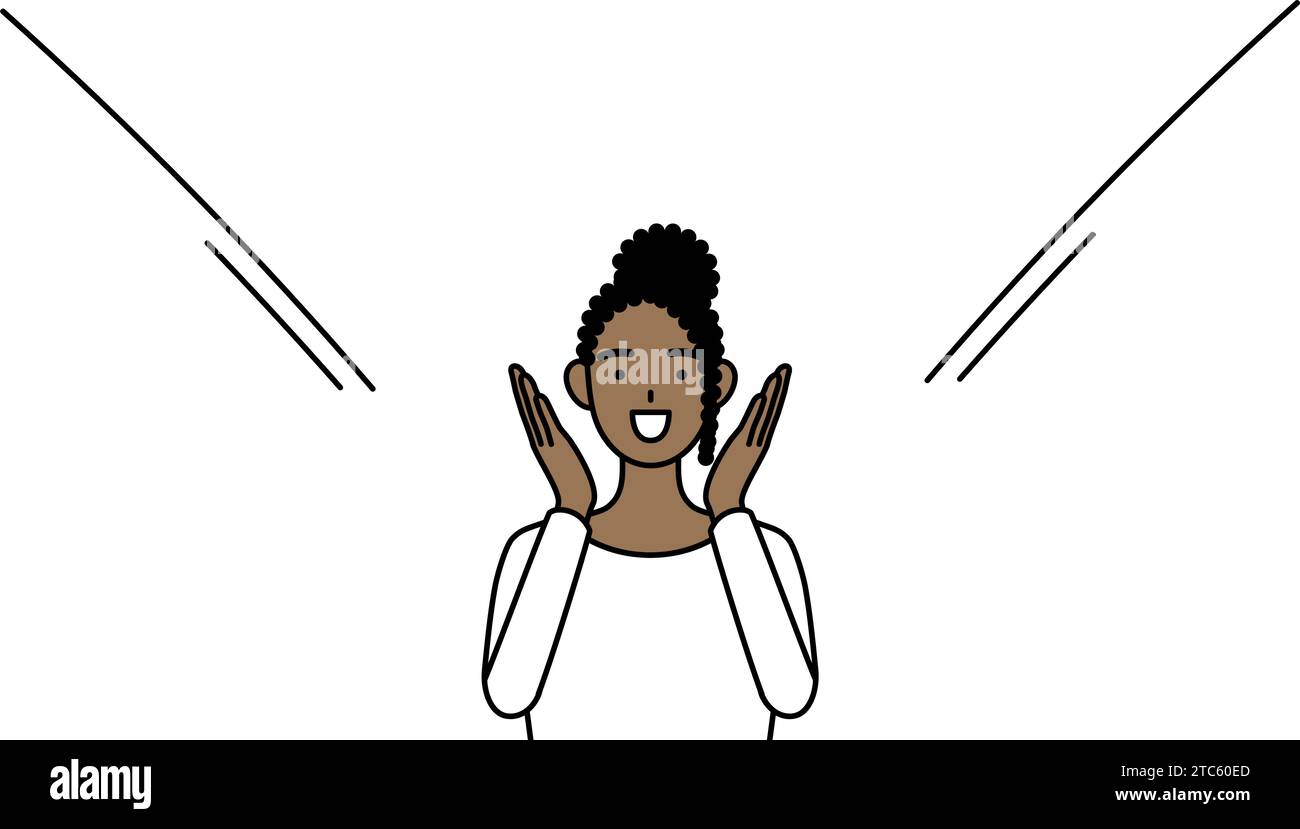 African-American woman calling out with her hand over her mouth, Vector ...