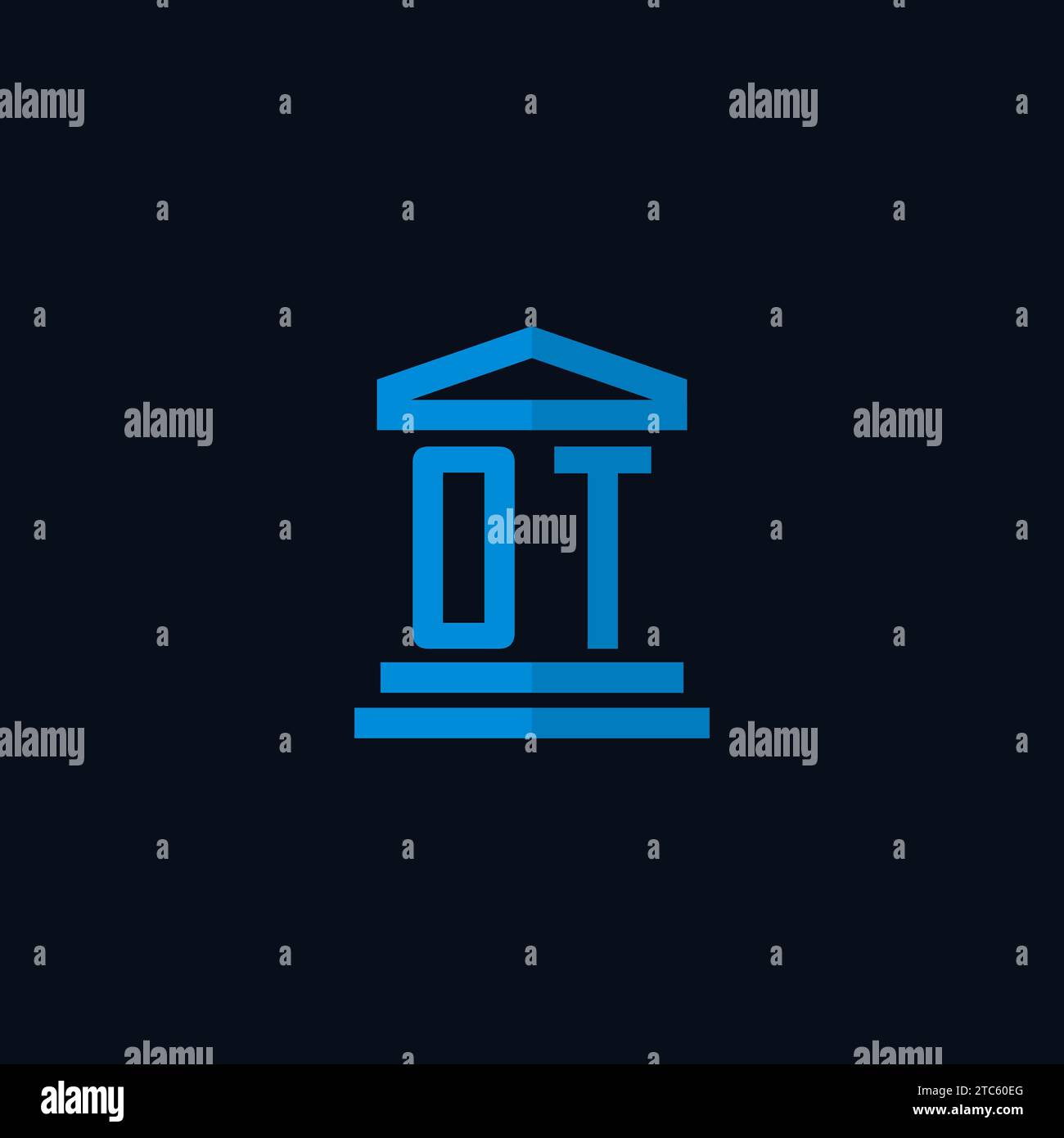 OT initial logo monogram with simple courthouse building icon design ...