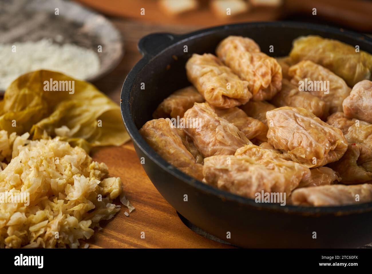 Cabbage rolls with pork meat and rice (sarmale), a traditional Romanian ...