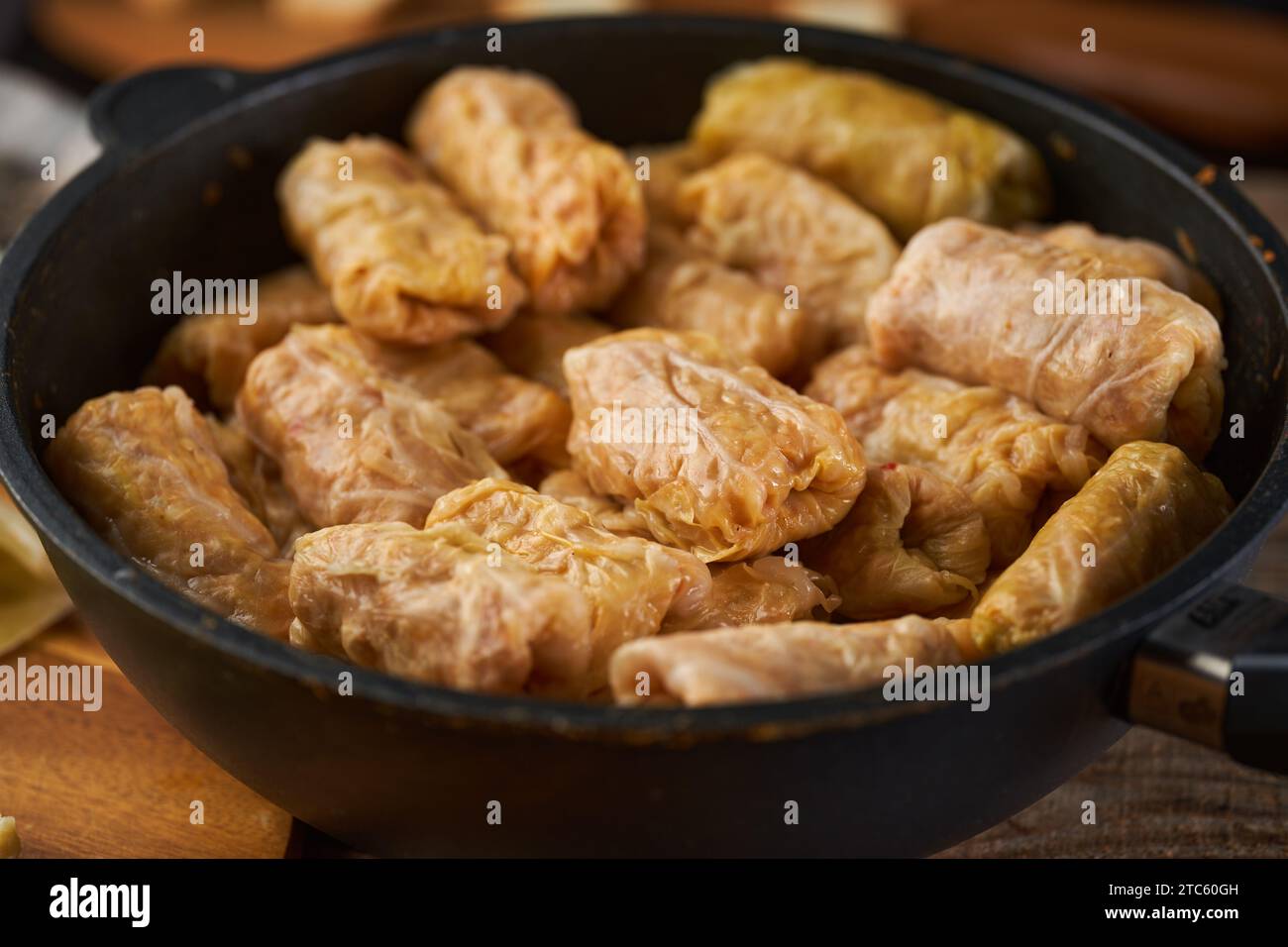 Cabbage rolls with pork meat and rice (sarmale), a traditional Romanian ...
