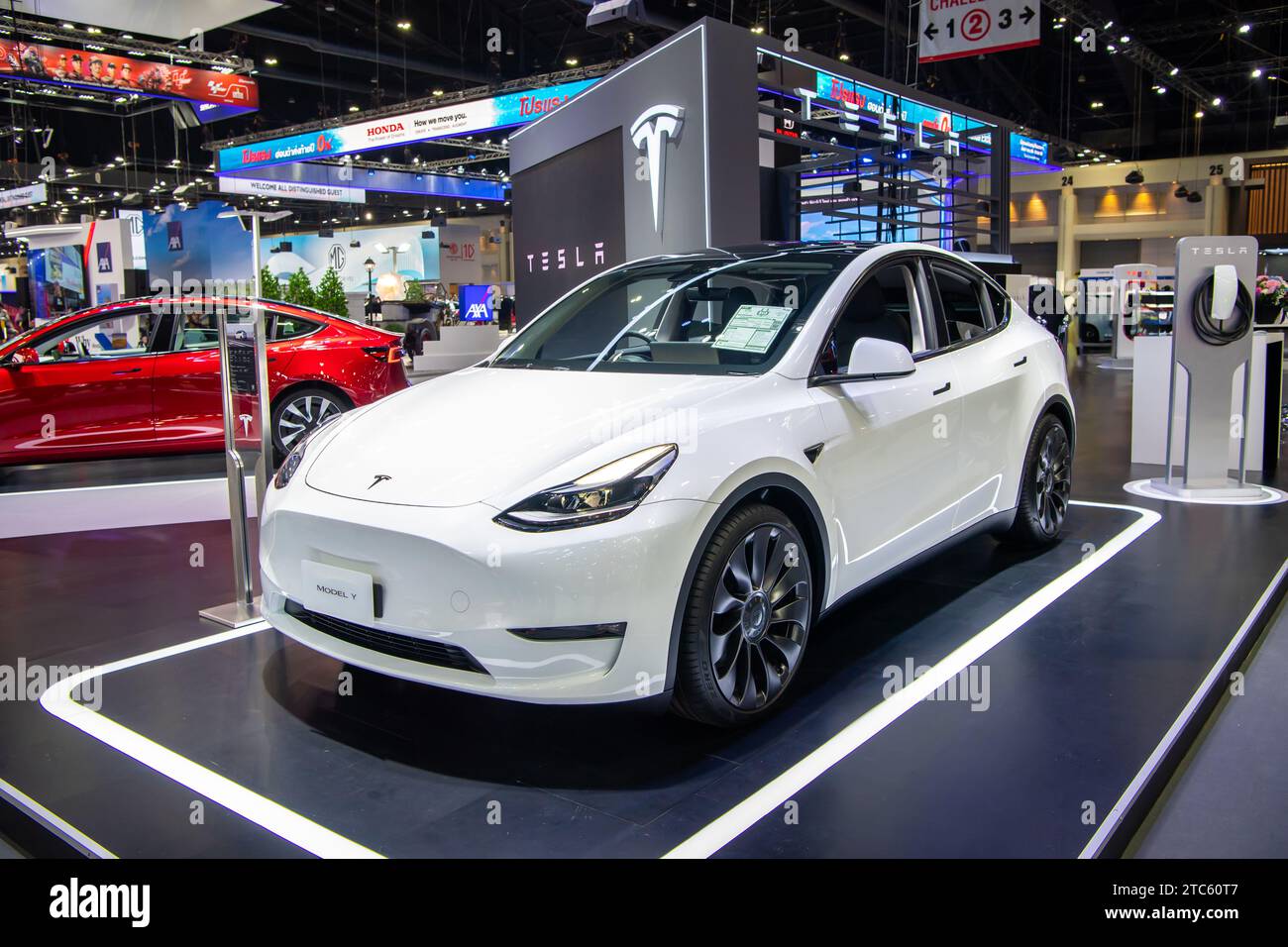 Tesla Model Y EV car on display at The 40th Thailand International ...