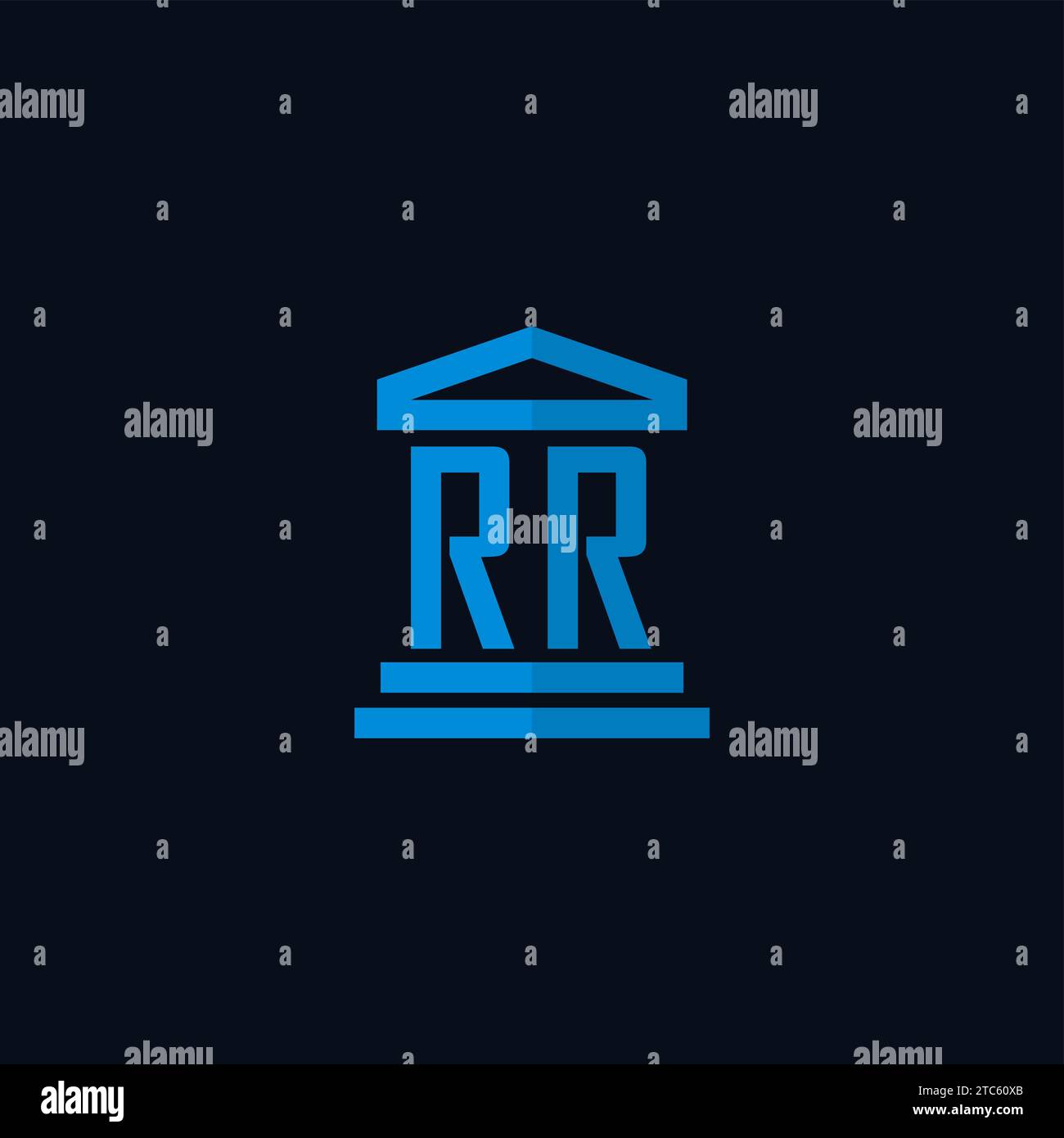 RR initial logo monogram with simple courthouse building icon design ...