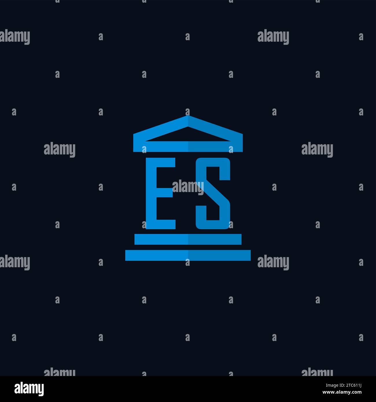 ES initial logo monogram with simple courthouse building icon design ...
