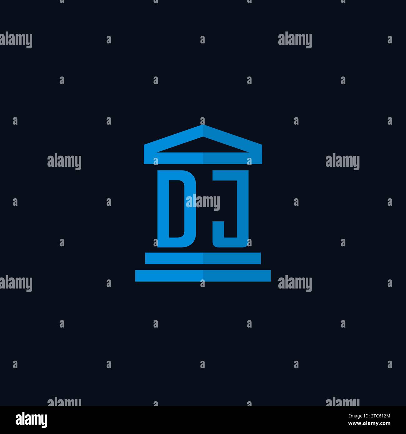 DJ initial logo monogram with simple courthouse building icon design ideas Stock Vector Image ...