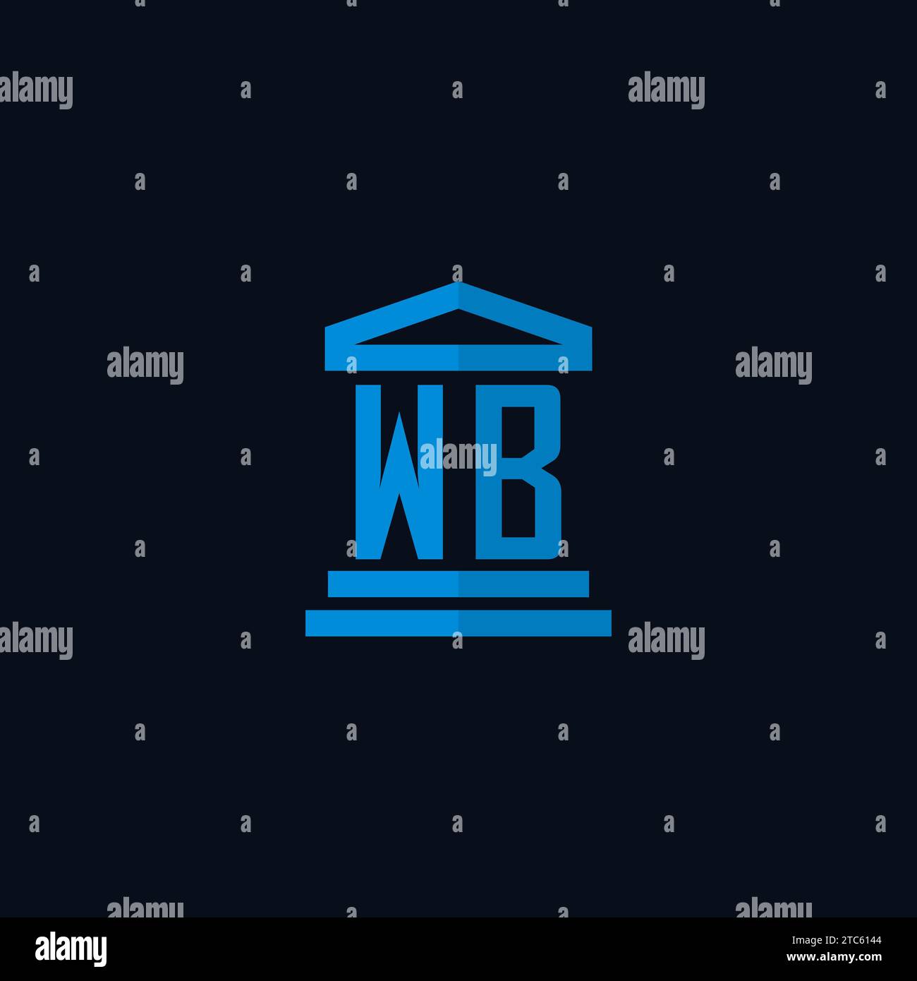 WB initial logo monogram with simple courthouse building icon design ...