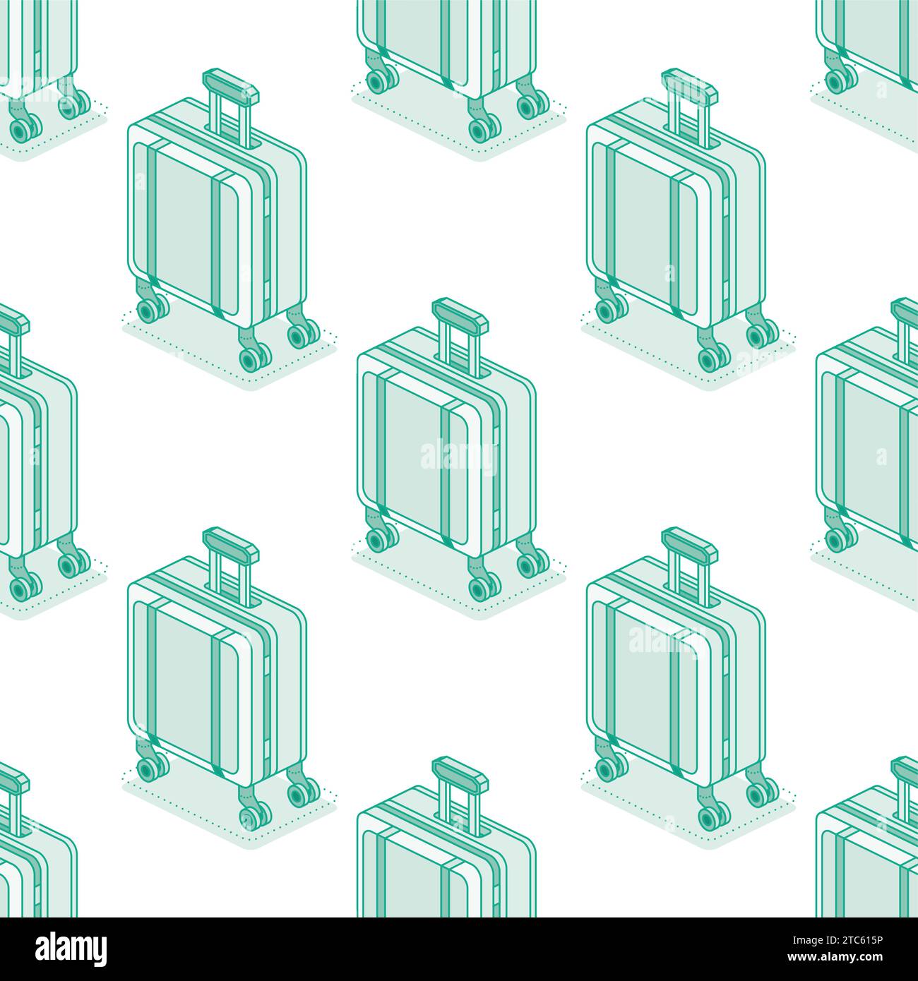 Seamless pattern with suitcases on wheels isolated on white background ...