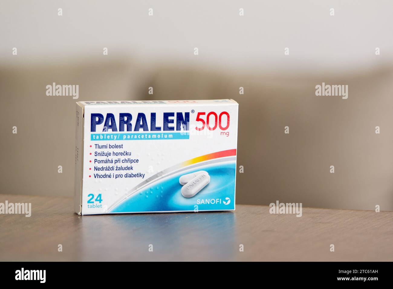 OSTRAVA, CZECH REPUBLIC - JUNE 21, 2023: Packaging of Paralen 500 ...