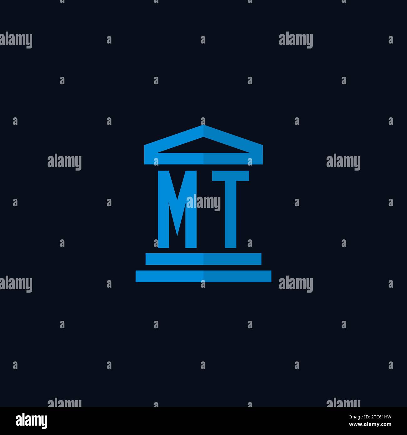 MT initial logo monogram with simple courthouse building icon design ...