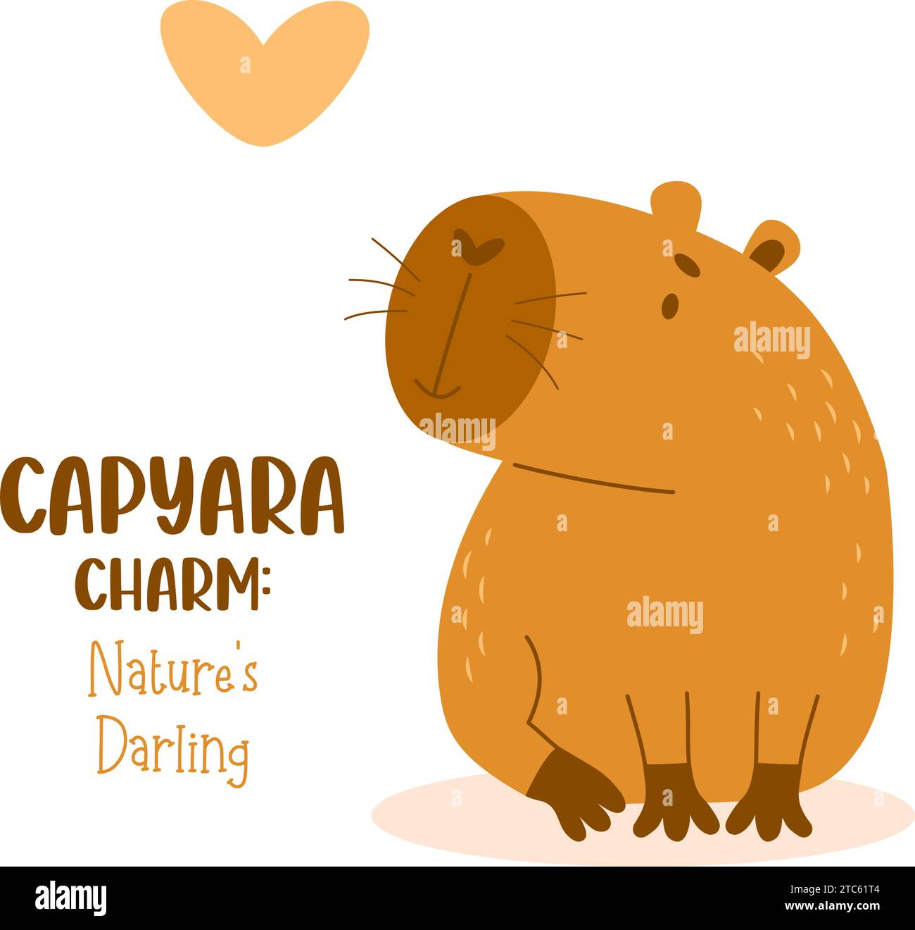 Cute capybara. Funny animal character rodent. Vector illustration in ...