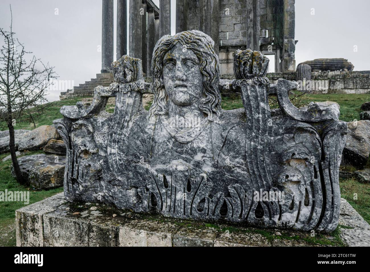 View of the acroteria in the form of a female bust located in front of ...