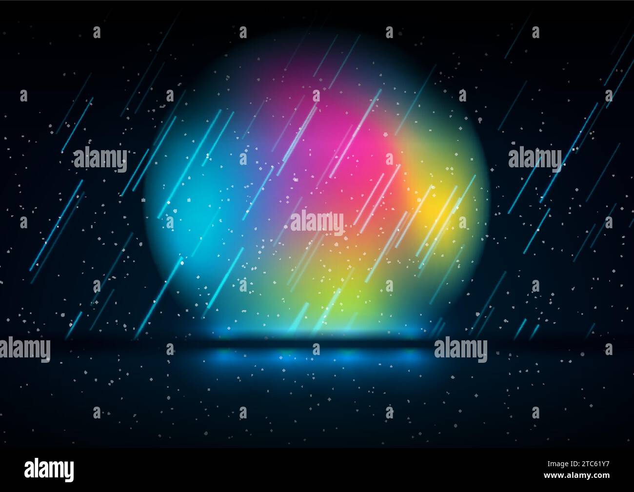 Abstract retro futuristic background with holographic liquid sphere and ...