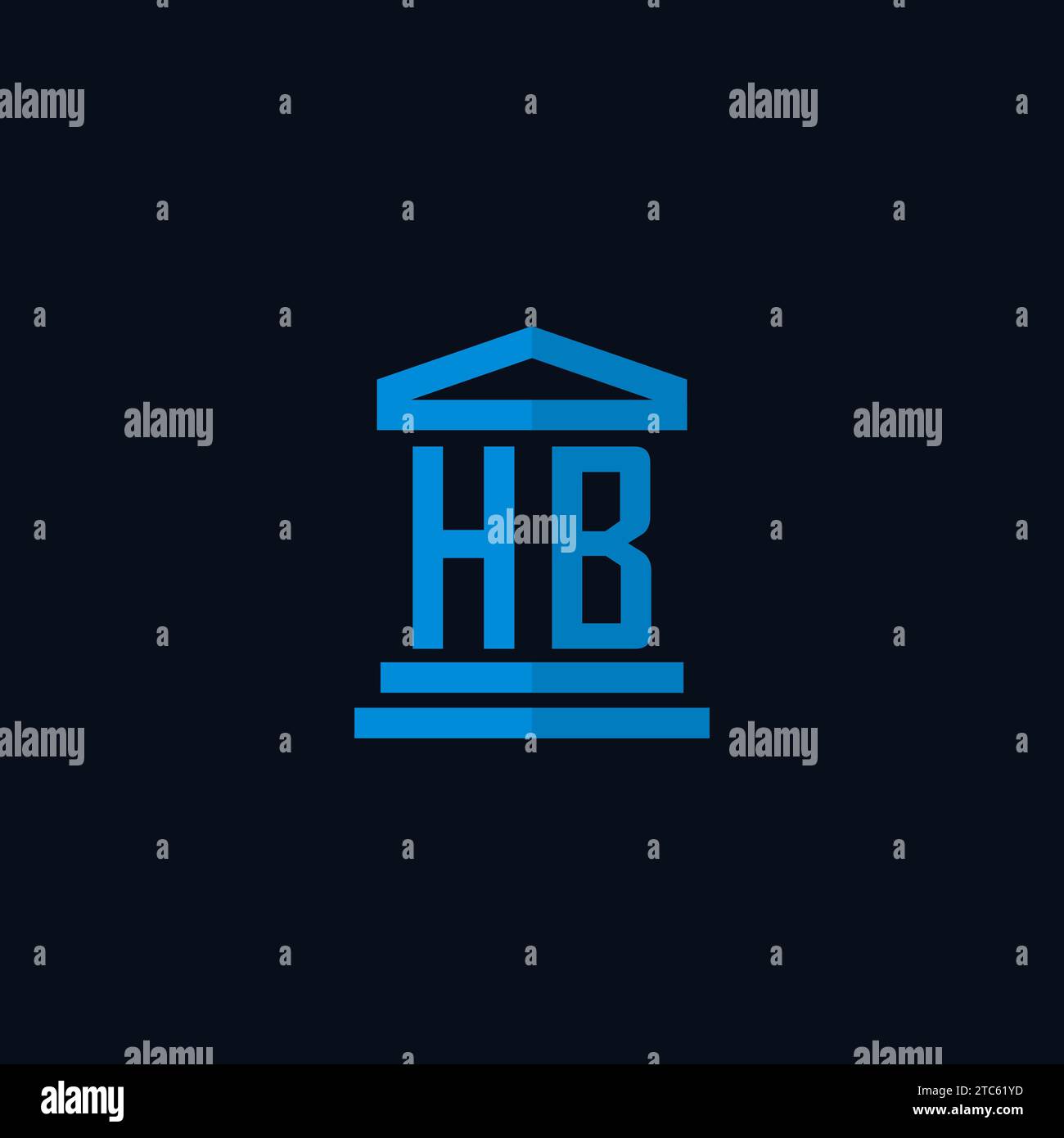 HB initial logo monogram with simple courthouse building icon design ...