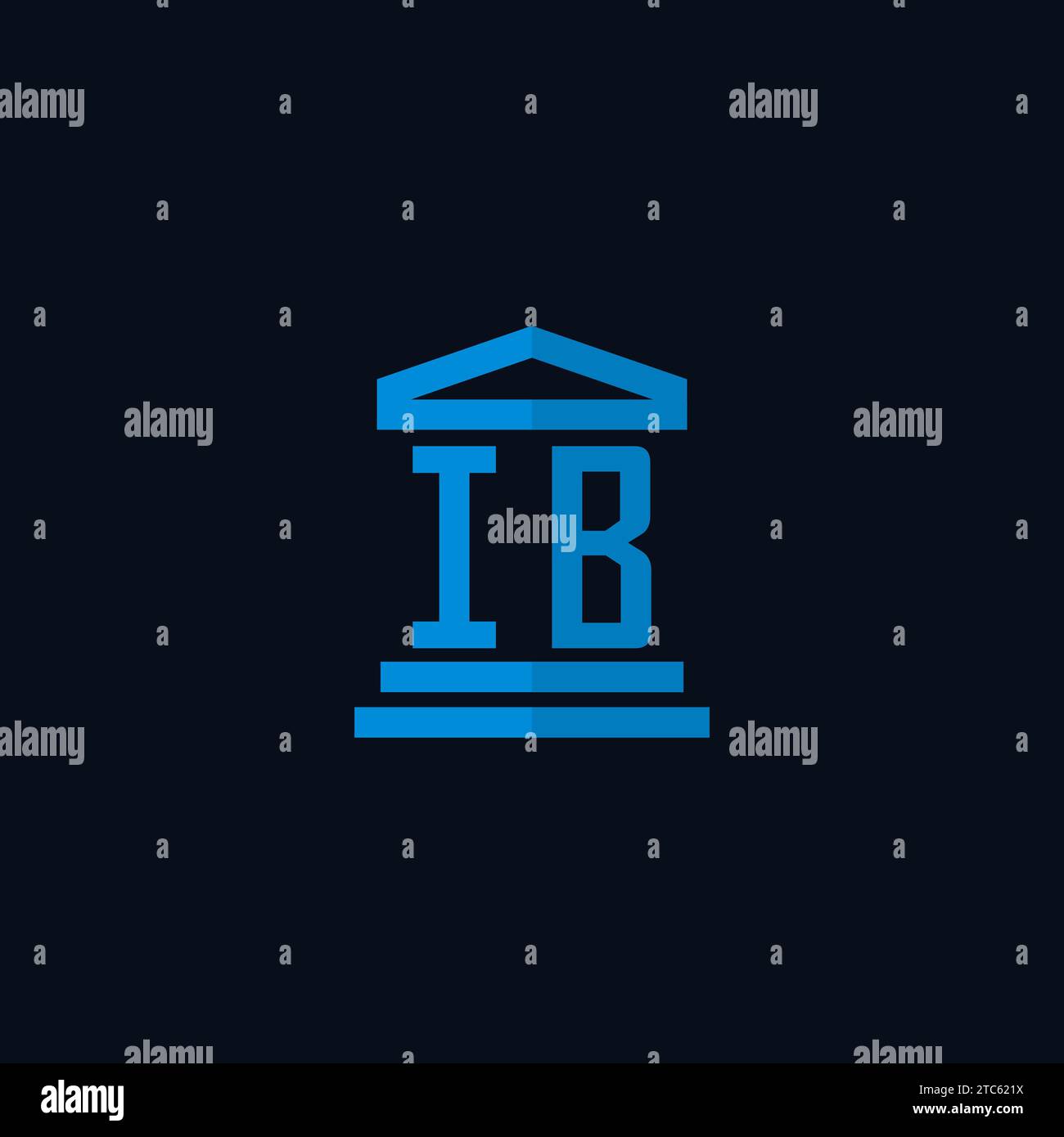 IB initial logo monogram with simple courthouse building icon design ...