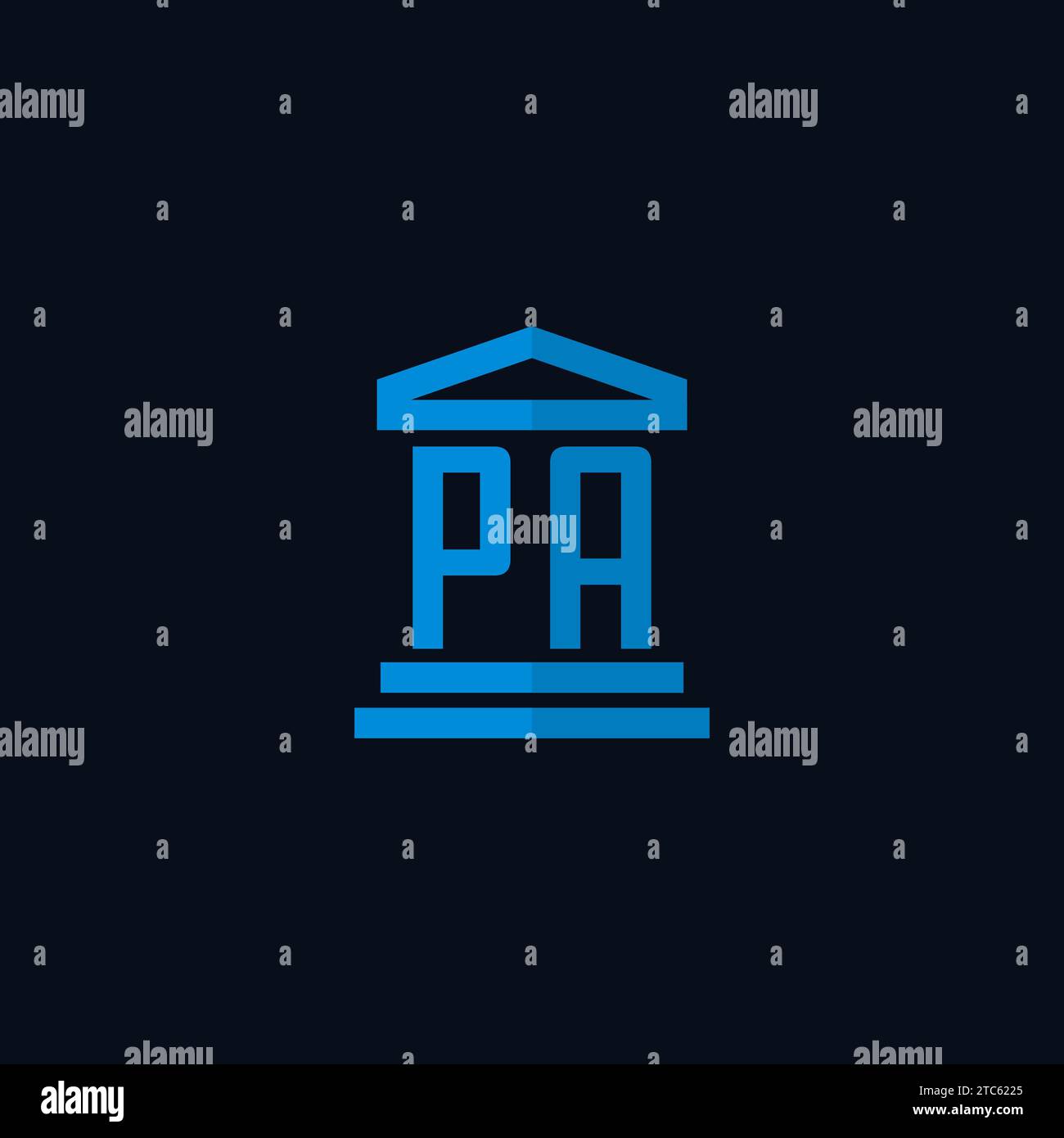 PA initial logo monogram with simple courthouse building icon design ...