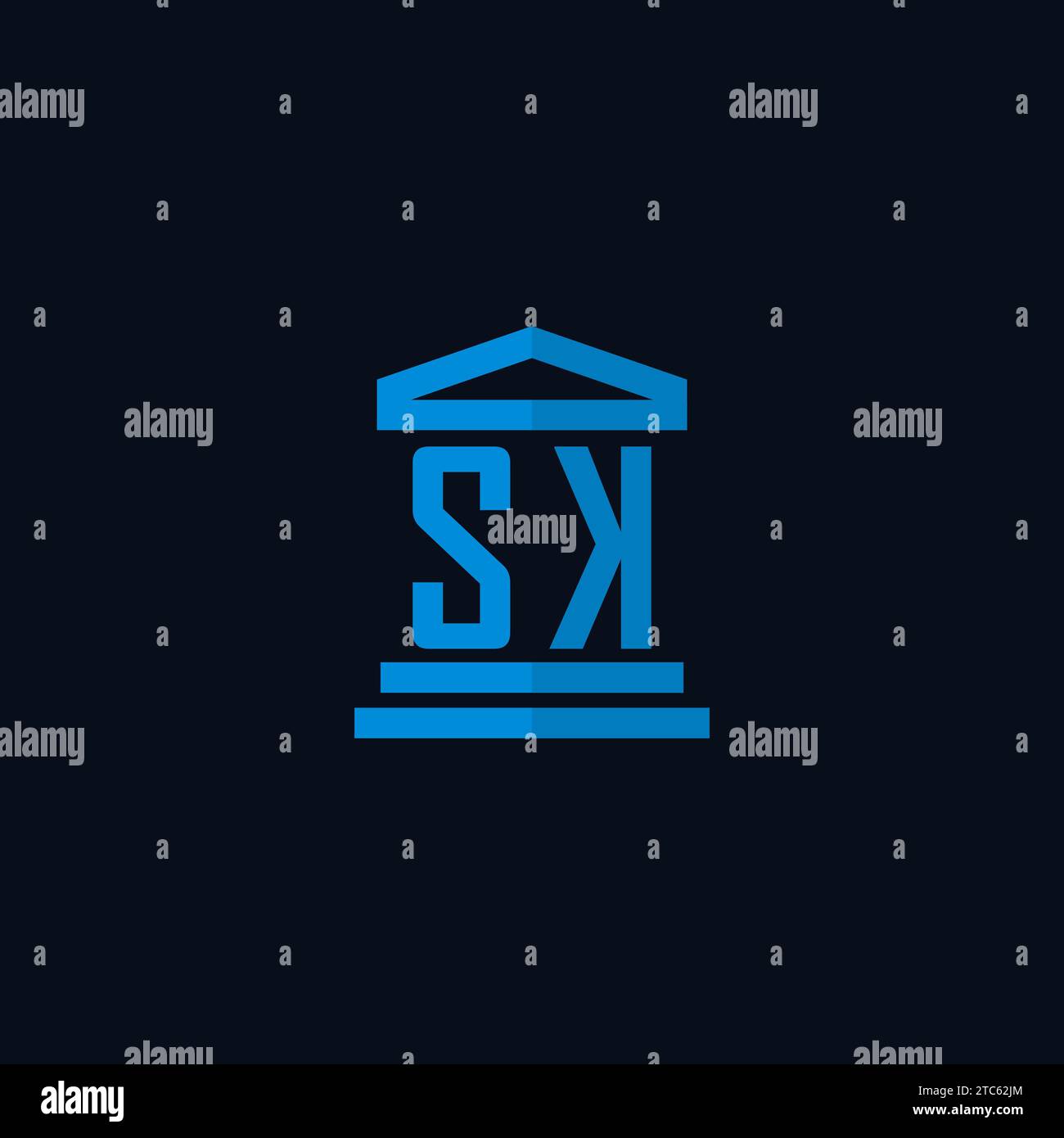 SK initial logo monogram with simple courthouse building icon design ideas Stock Vector Image ...