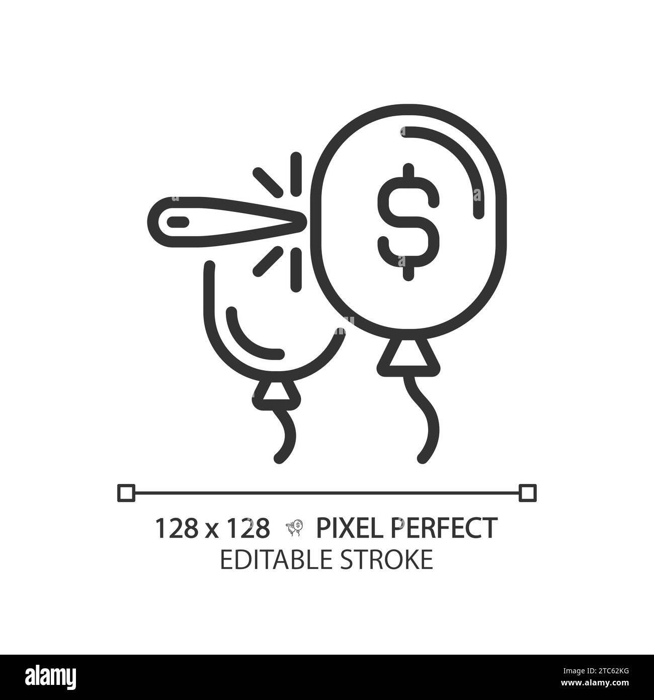 2D thin linear pixel perfect simple black bubble economy icon Stock ...