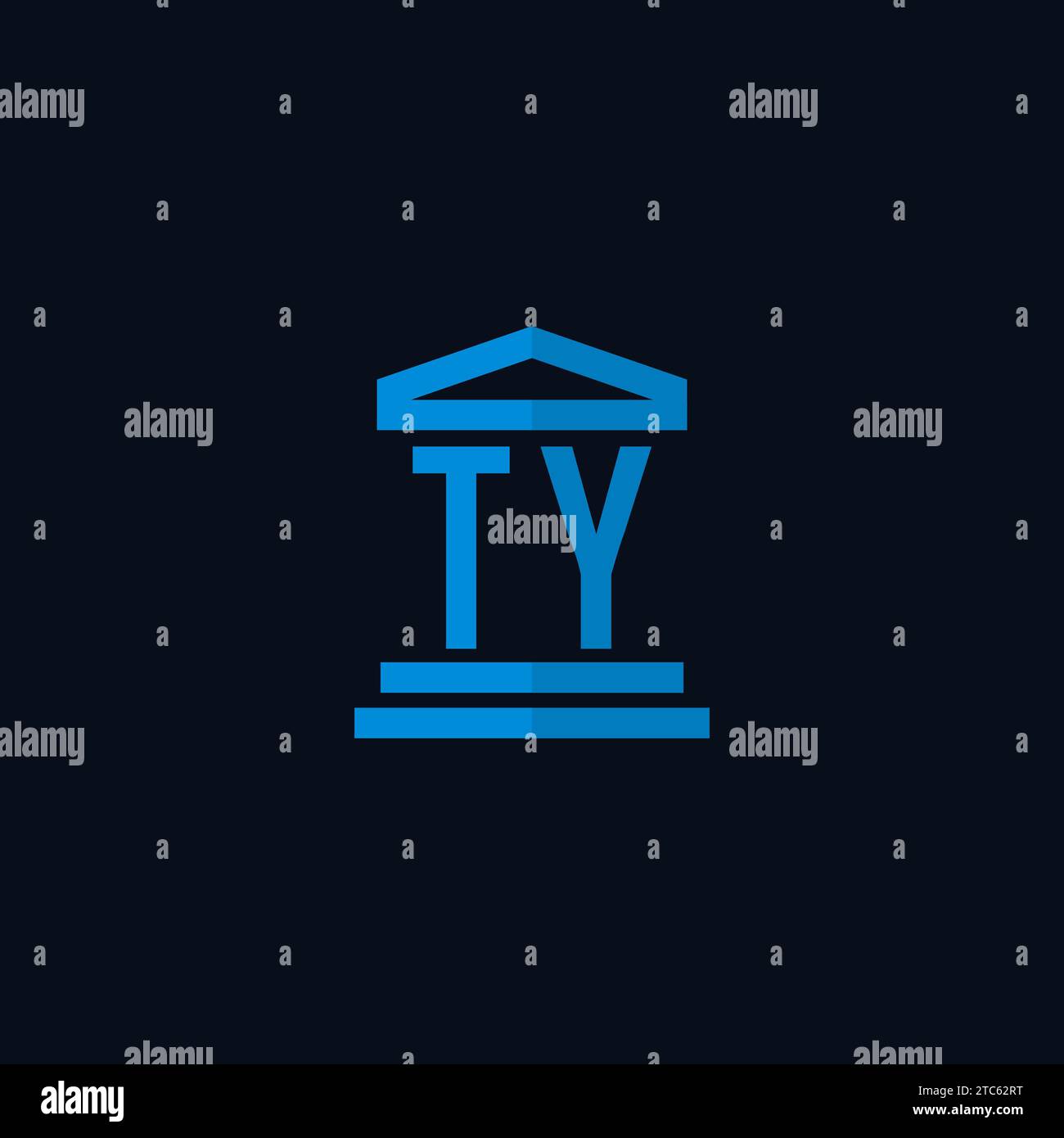 TY initial logo monogram with simple courthouse building icon design ...