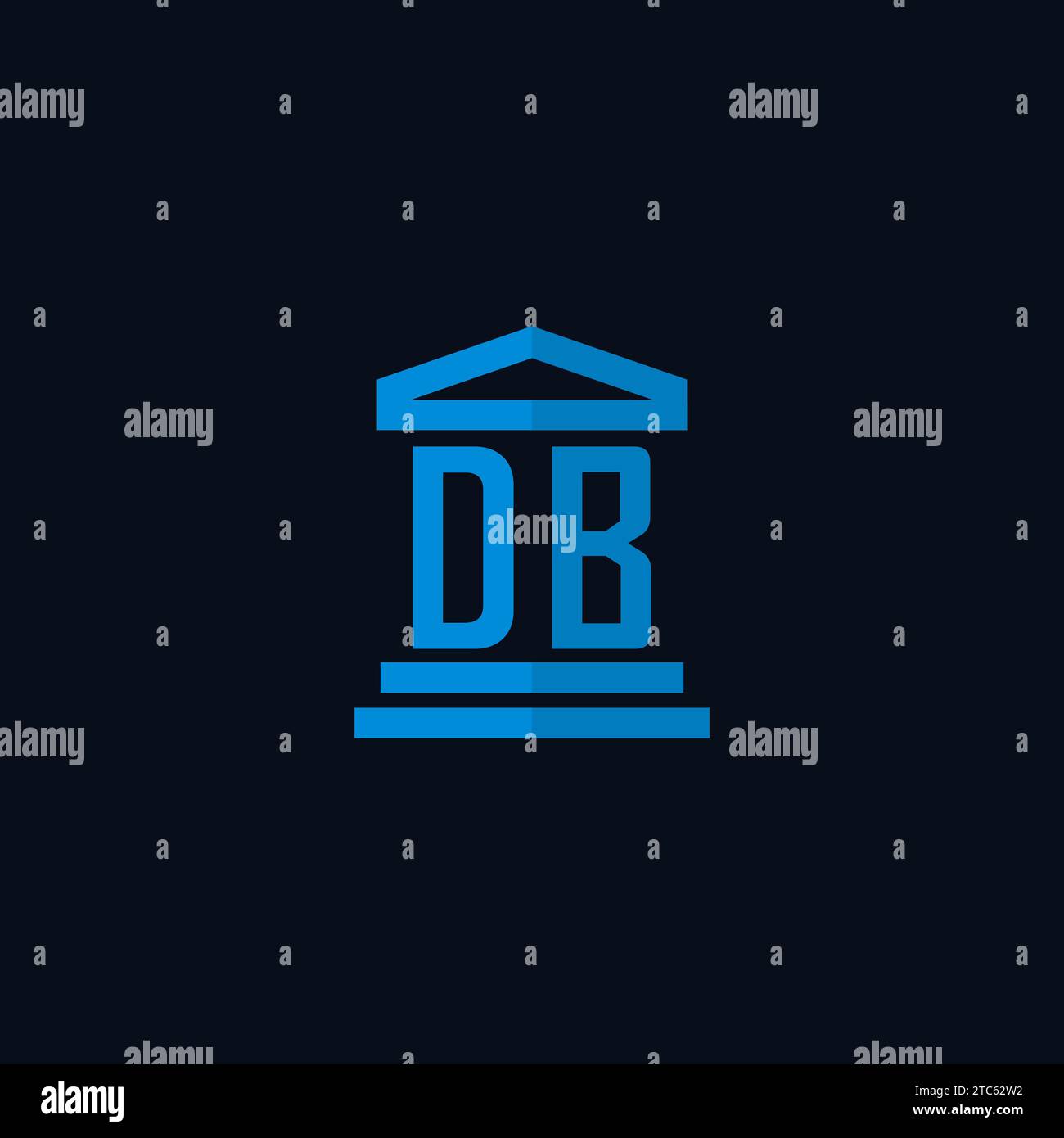 DB initial logo monogram with simple courthouse building icon design ...