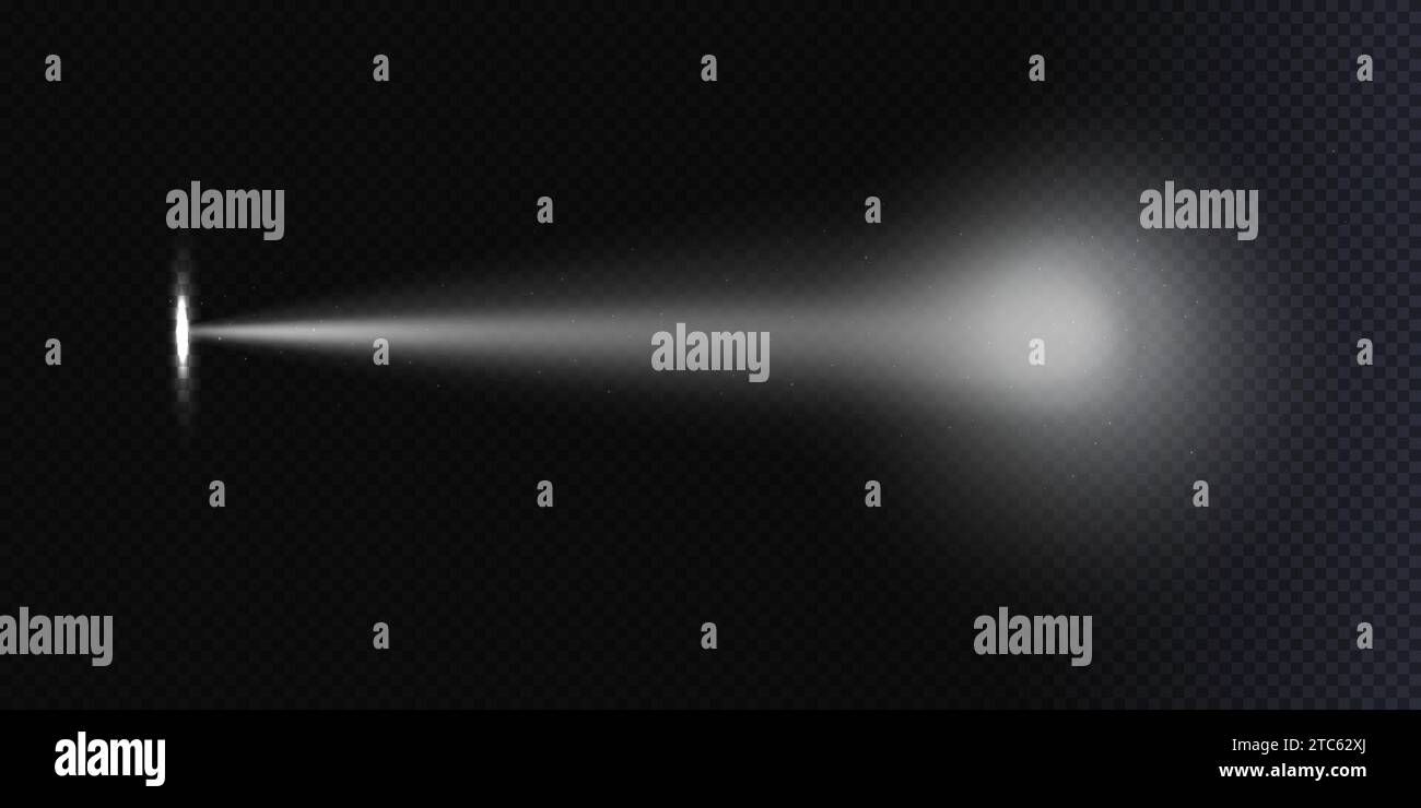 Flashlight beam directed on the wall realistic vector illustration ...