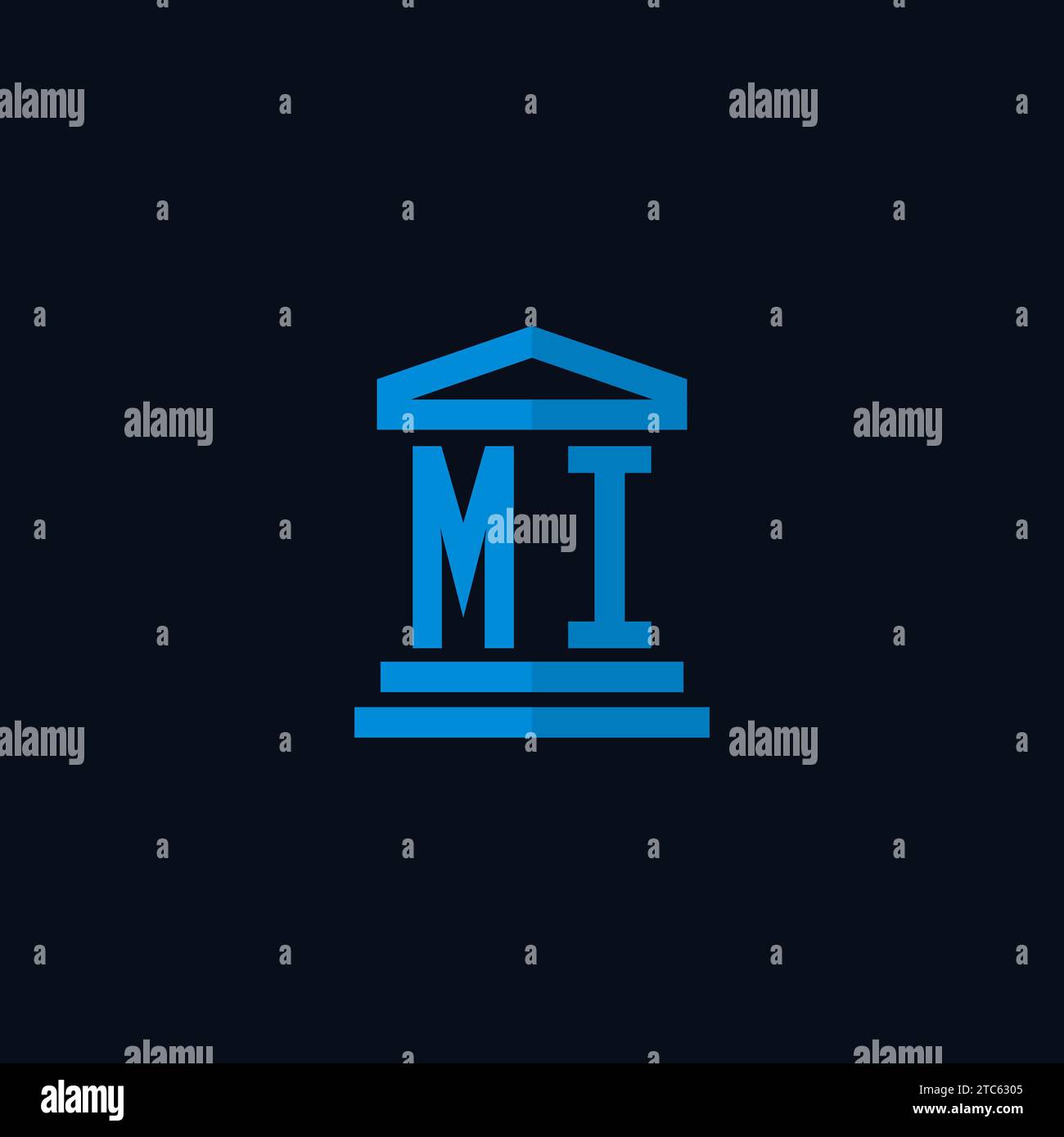 MI initial logo monogram with simple courthouse building icon design ...