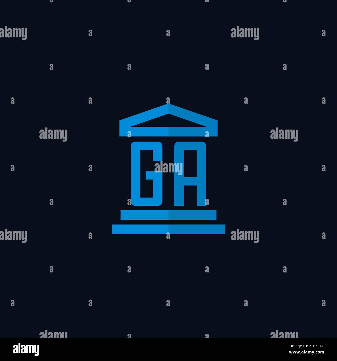 GA initial logo monogram with simple courthouse building icon design ...