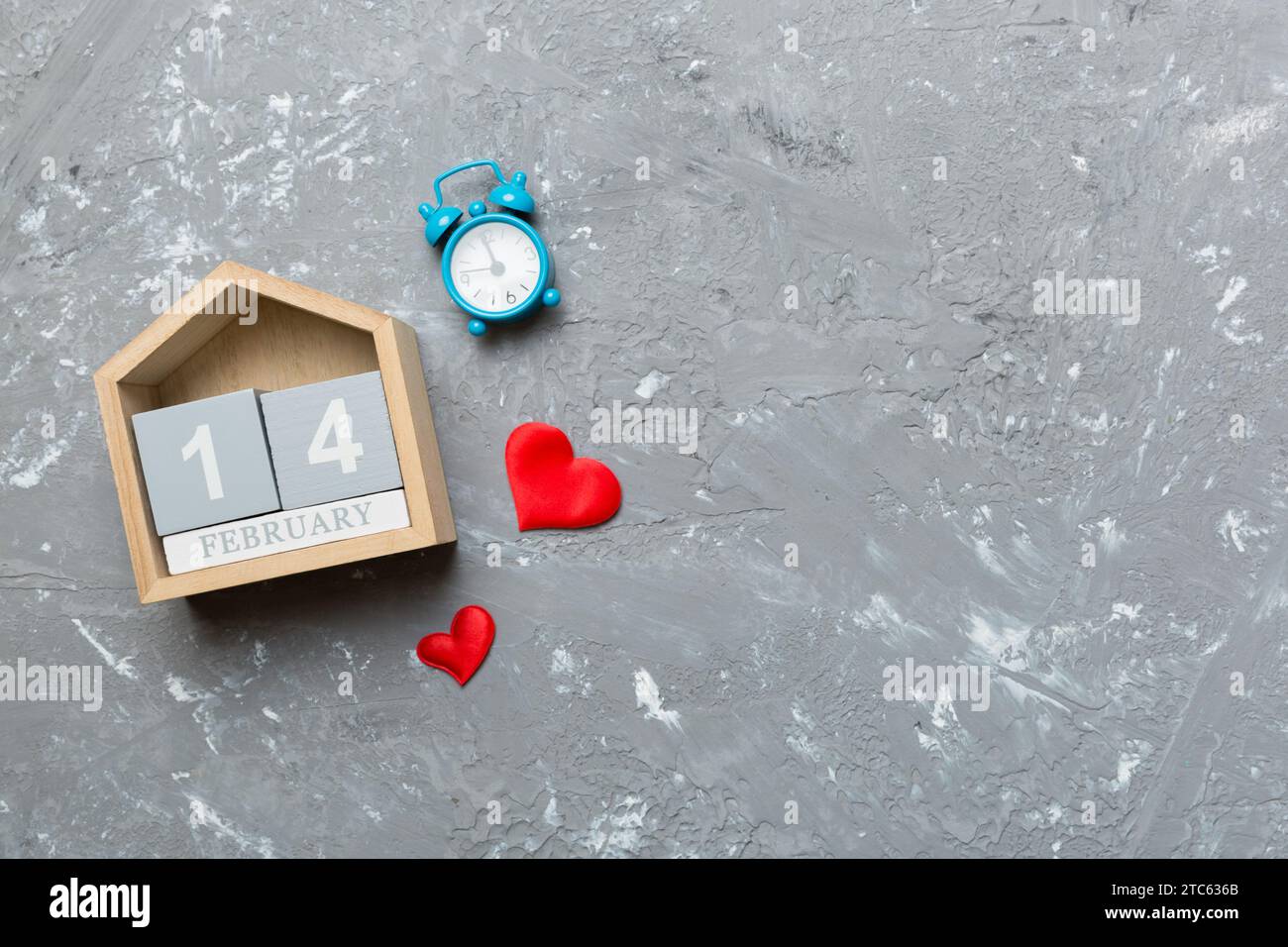 Valentine Day theme with wooden block calendar. Greeting card template ...