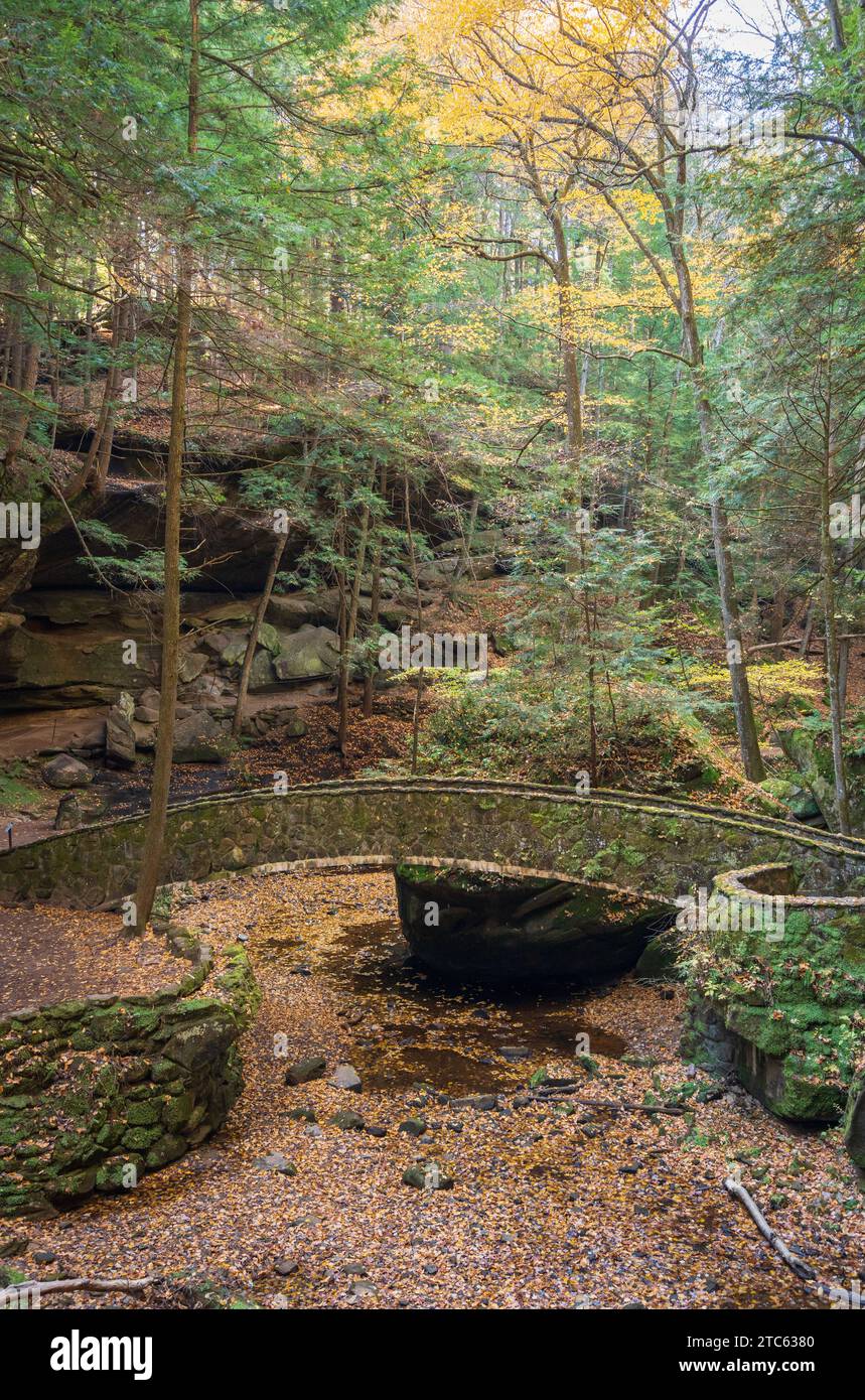 Foot Bridge and River at The Hocking Hills State Park in the Hocking ...