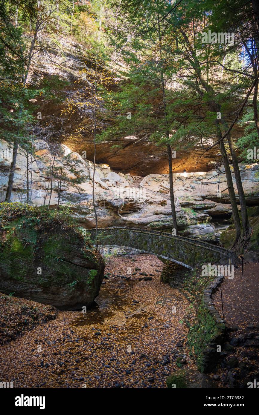 Foot Bridge and River at The Hocking Hills State Park in the Hocking ...