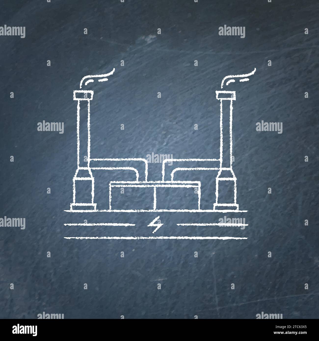Outline geothermal power plant icon sketch on chalkboard. Alternative ...