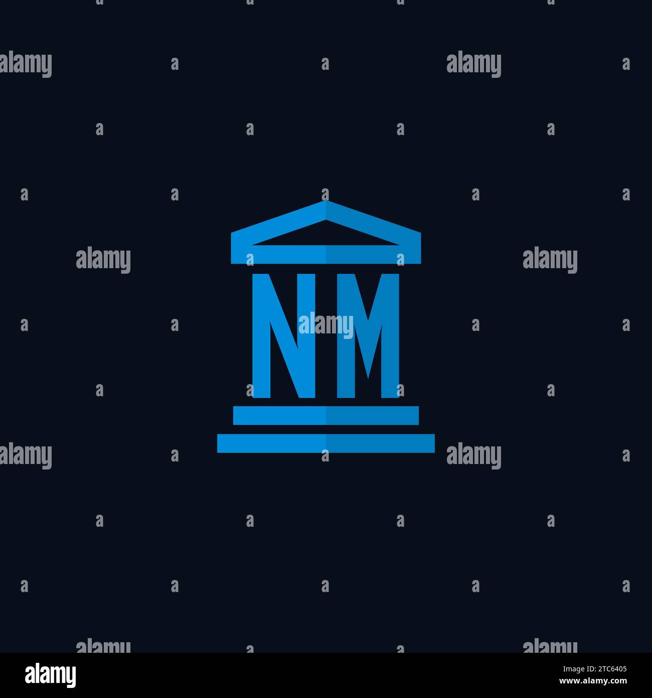 NM initial logo monogram with simple courthouse building icon design ...