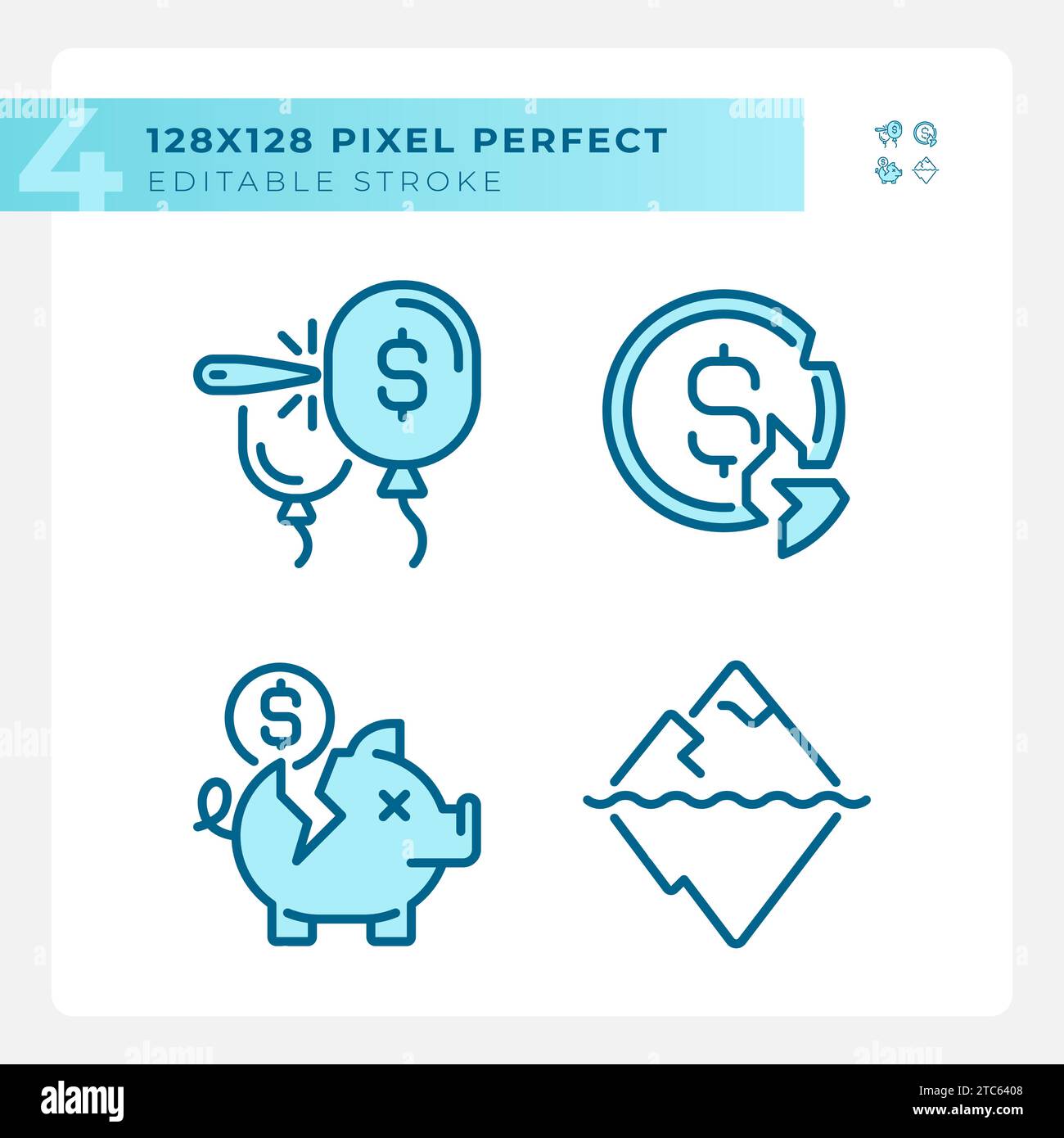 2D editable pixel perfect economic crisis icons set Stock Vector Image & Art - Alamy