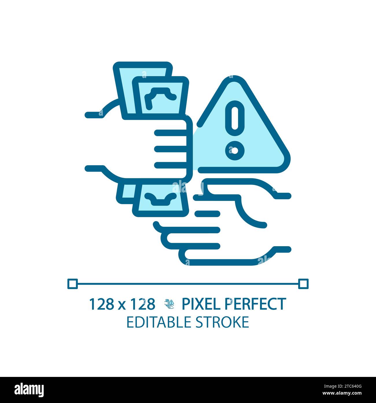 2D thin linear pixel perfect simple blue corruption icon Stock Vector ...