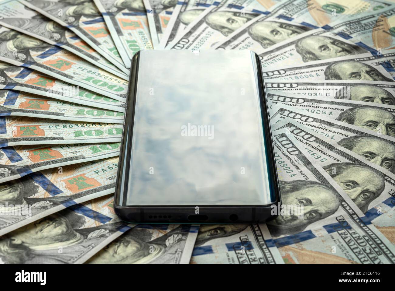 blank black smartphone screen text and design. concept of accumulating ...