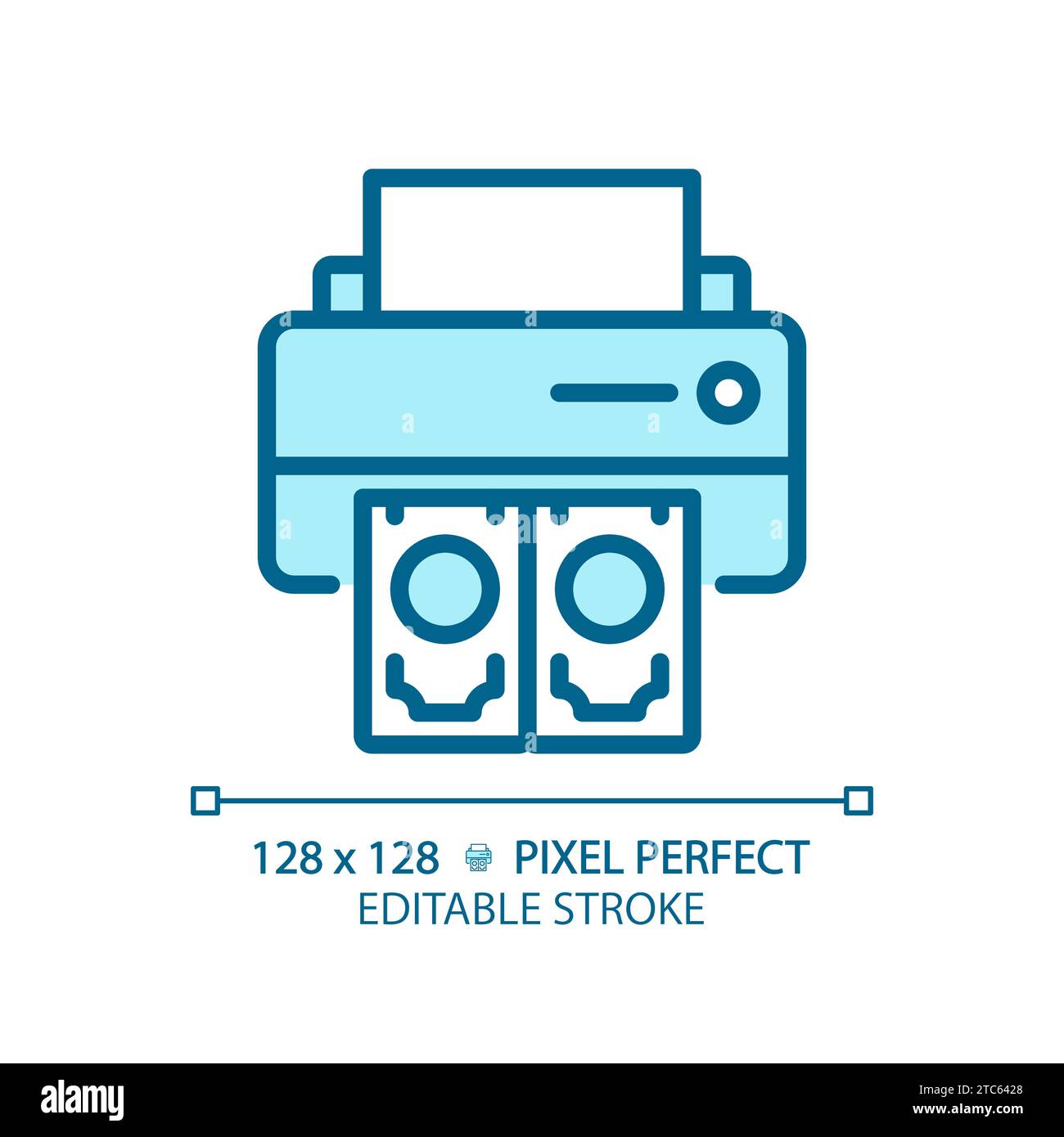 2D thin linear pixel perfect simple blue printing money icon Stock ...