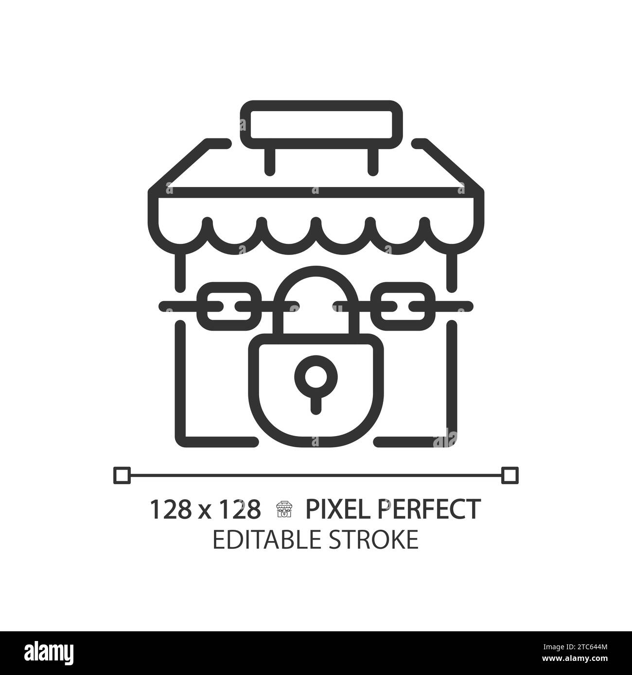 2D thin linear pixel perfect simple black closed shop icon Stock Vector ...